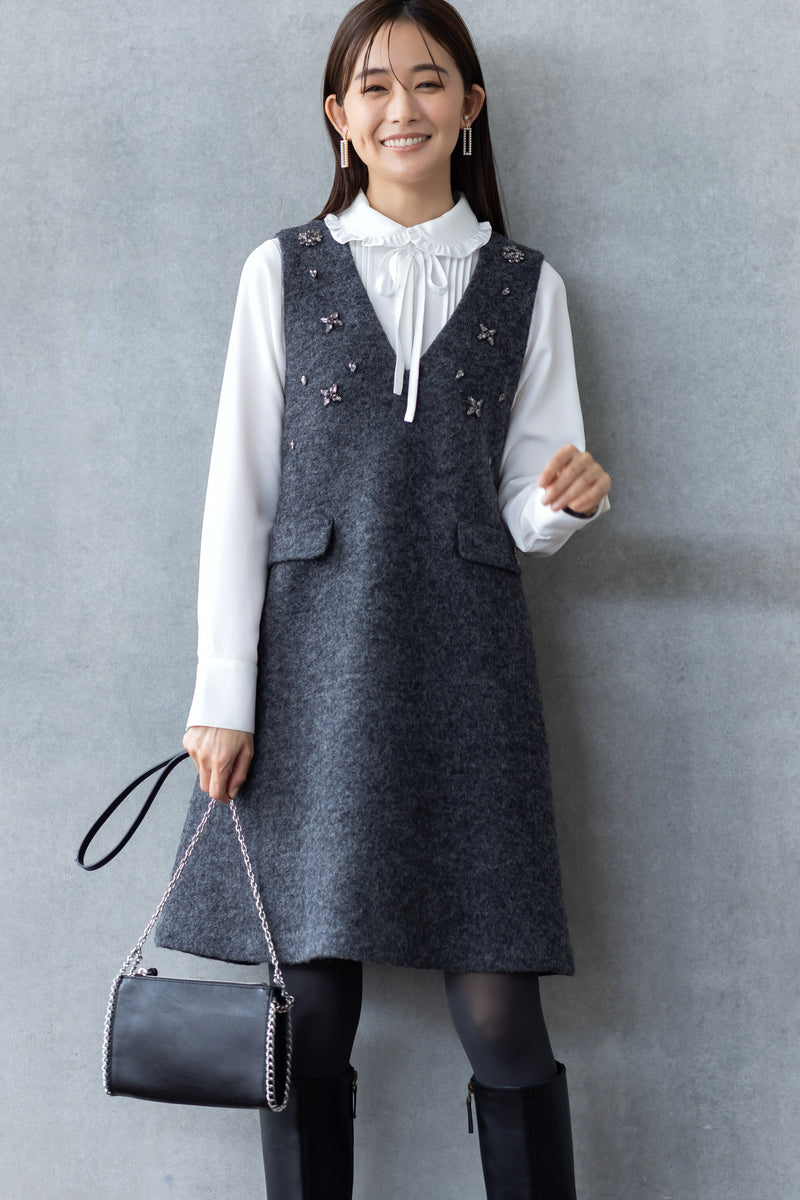 エアリーウールビジューミニワンピース（Tia） – Ame no chi Hare