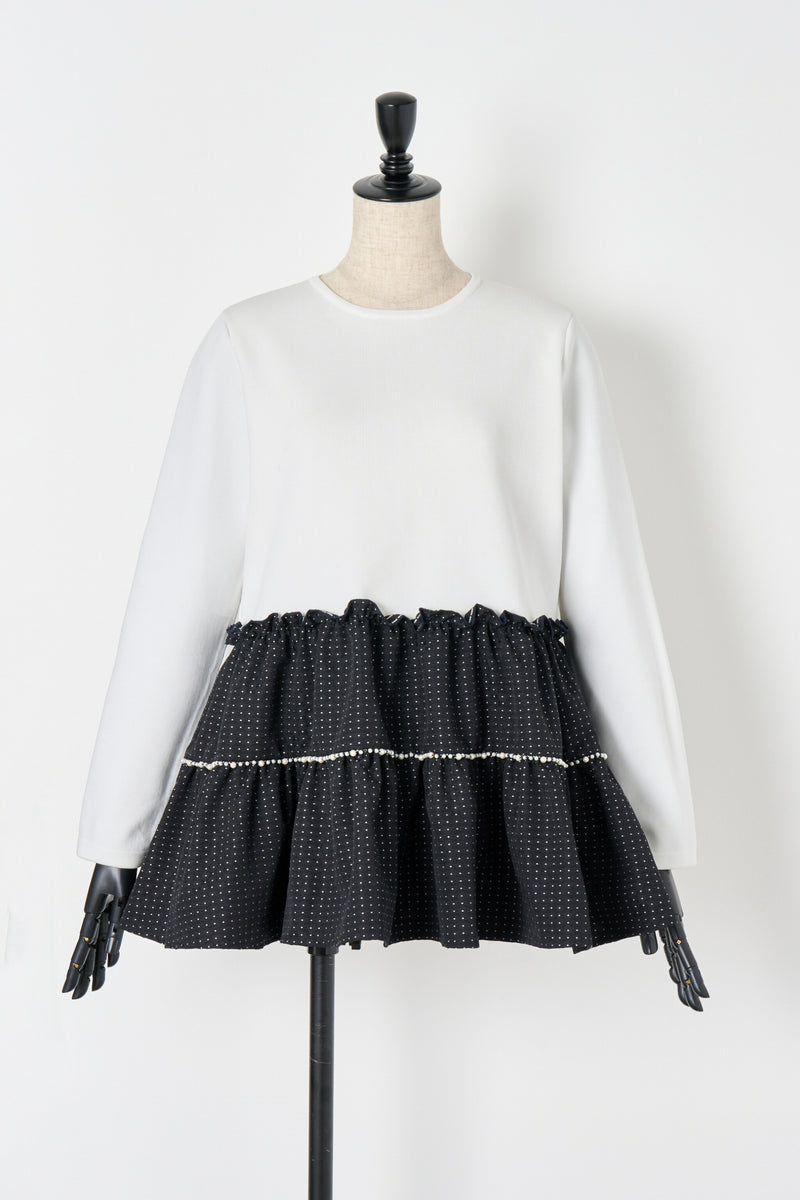 リボンジャカードティアードプルオーバー – Ame no chi Hare